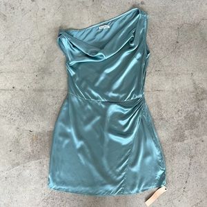 Reformation | Dresses | Reformation Nwt Alanis Silk Dress In Verdigris ...